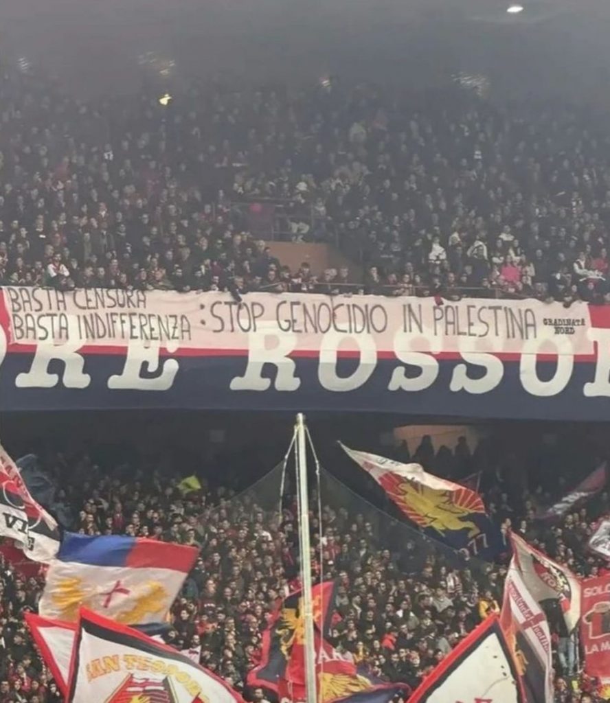 La Gradinata Nord si schiera: «Stop al genocidio in Palestina»