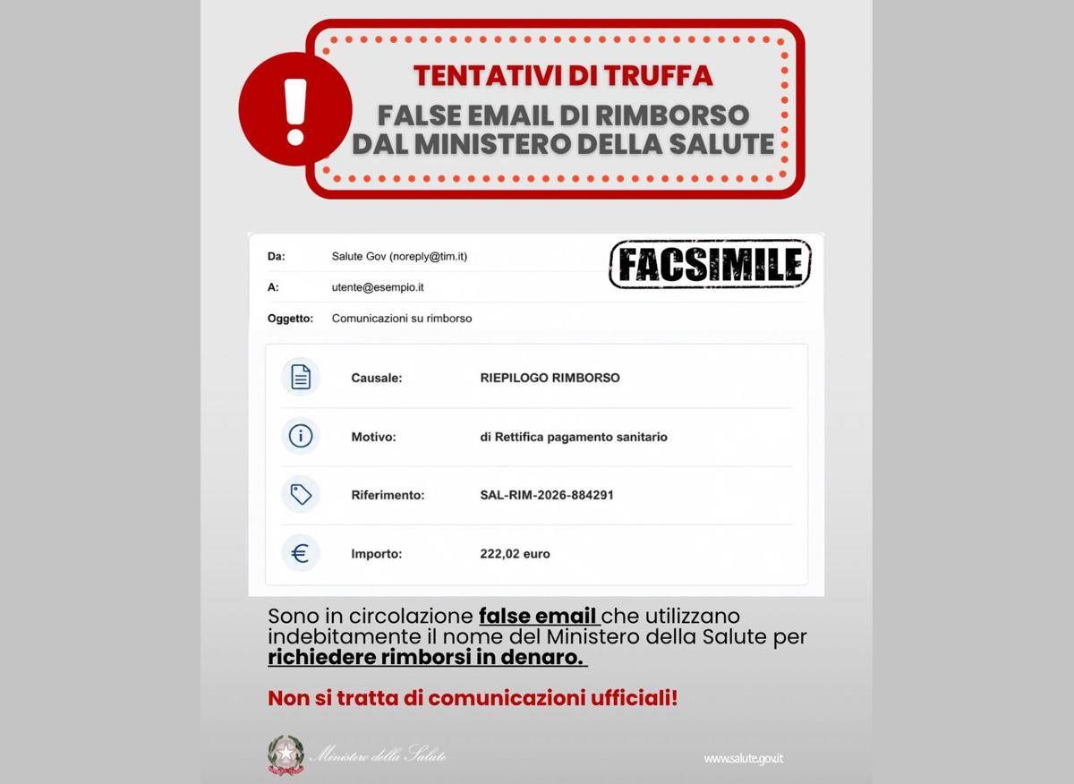 Email truffa su rimborsi, l'alert del ministero della Salute: "Non ...
